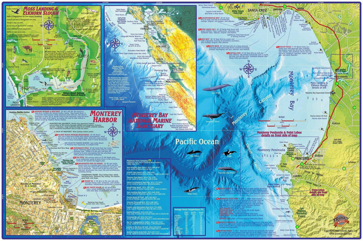 Monterey Adventure Map Laminated Poster – Franko Maps