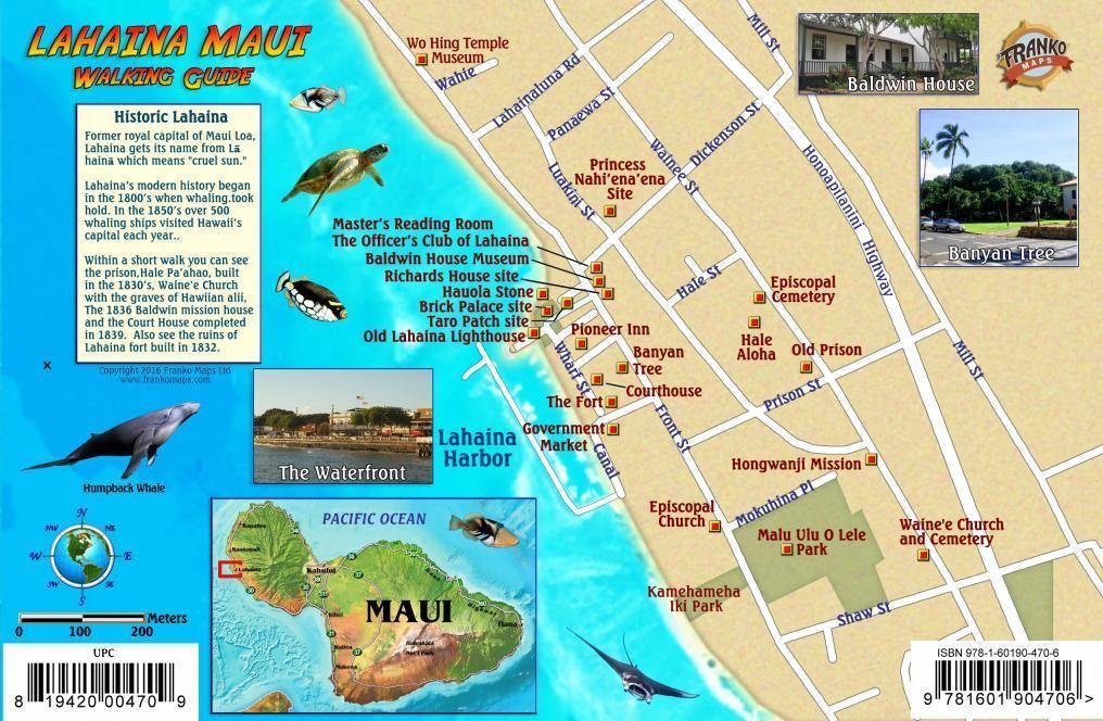 Lahaina Town Historic Map & Lighthouse Watercolor Magnet Set – Franko Maps