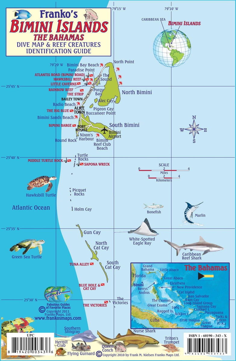Bimini Islands, The Bahamas, Fish Card – Franko Maps