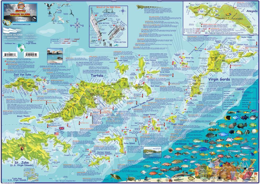 British Virgin Islands BVI Laminated Wall Map – Franko Maps