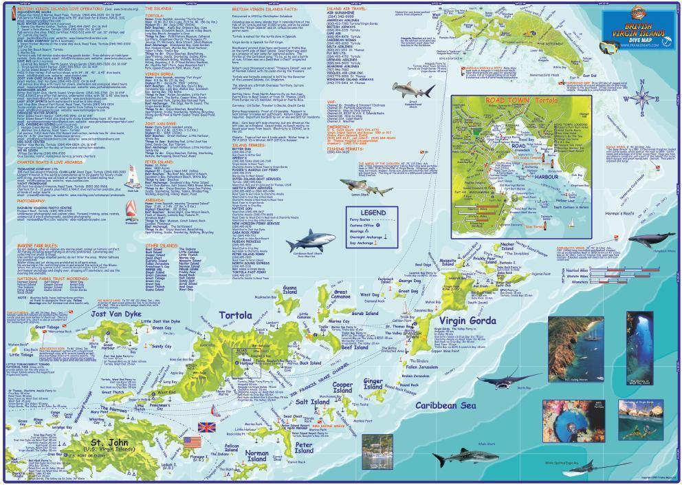 British Virgin Islands BVI Dive Map – Franko Maps