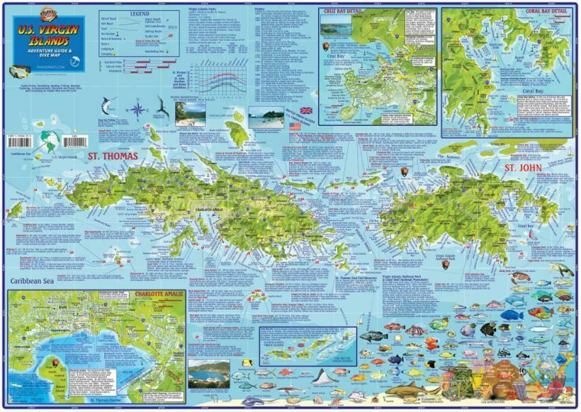 U. S. Virgin Islands USVI Laminated Wall Map – Franko Maps